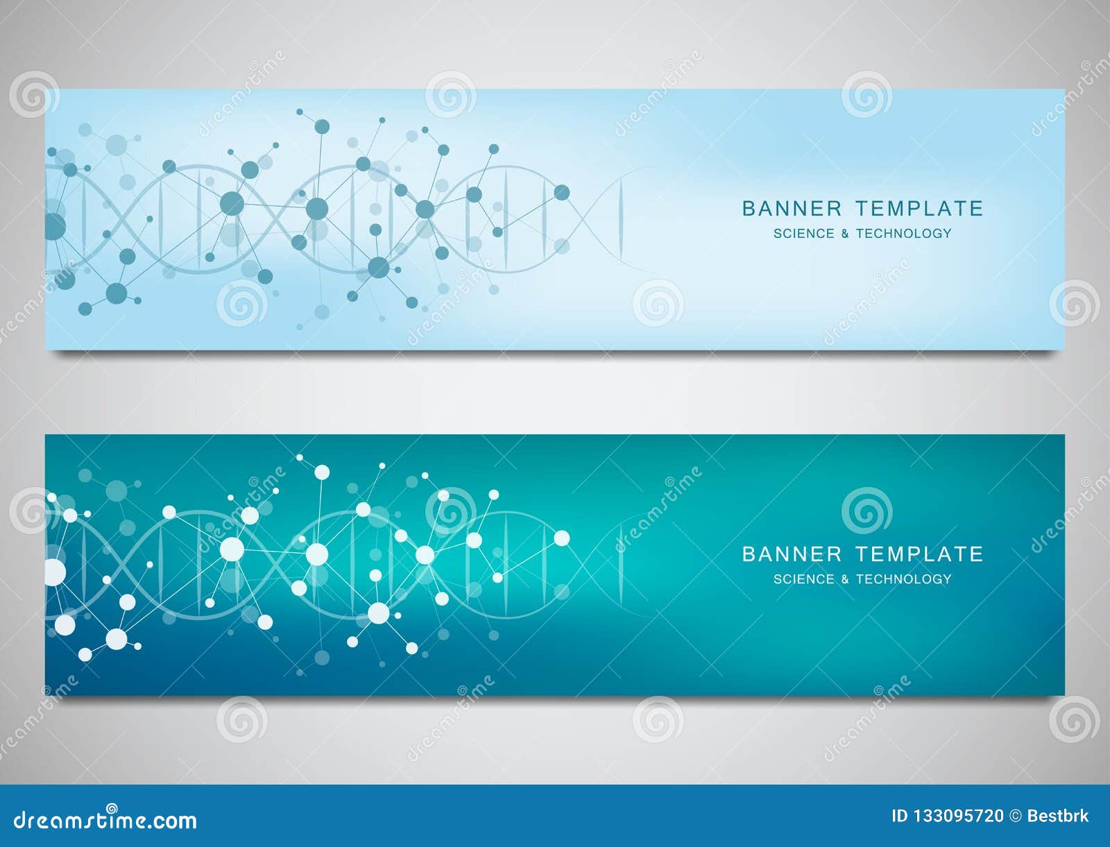 Vector Banners and Headers for Site with DNA Strand and Molecular ...