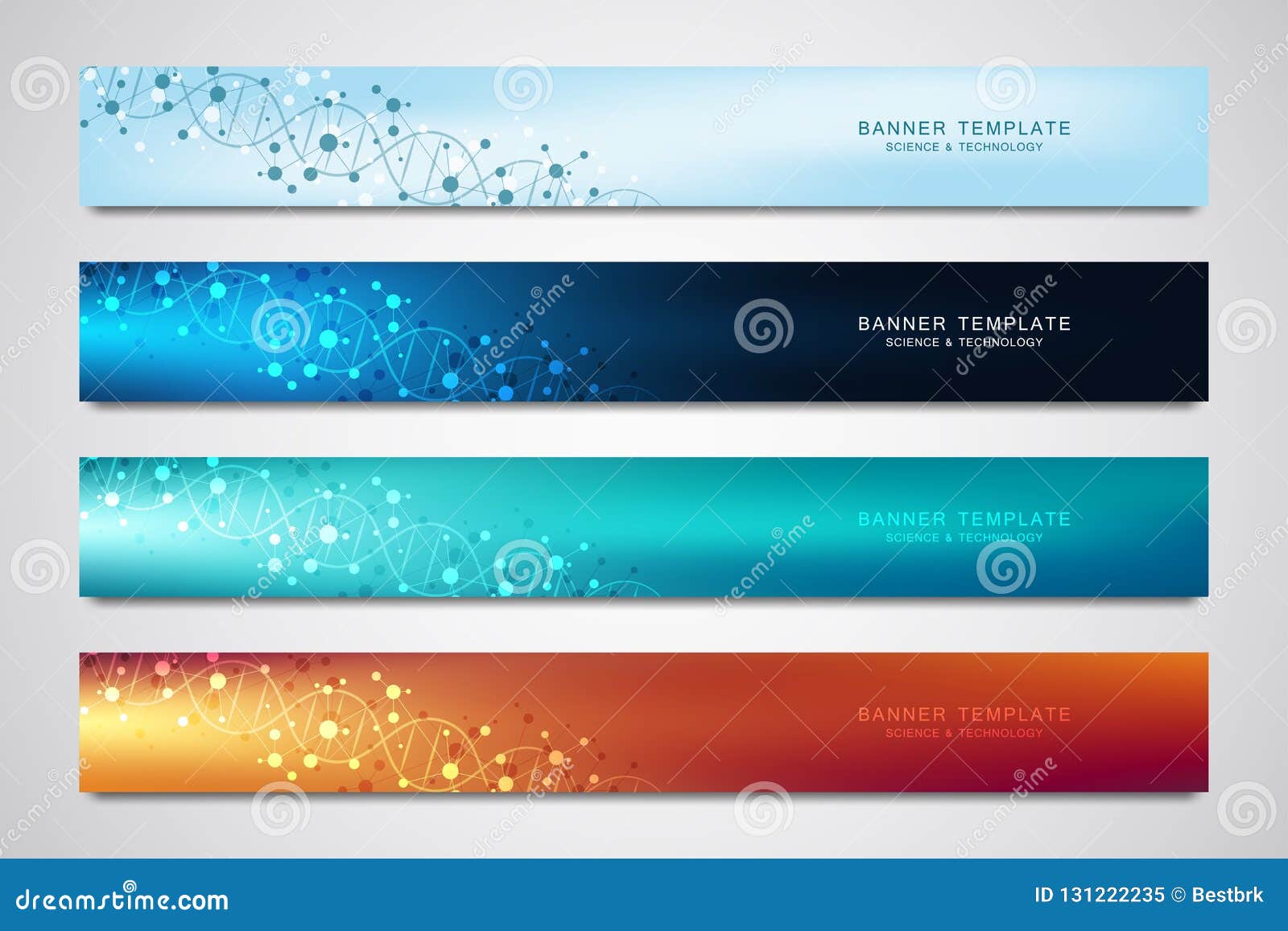 Vector Banners and Headers for Site with DNA Strand and Molecular ...