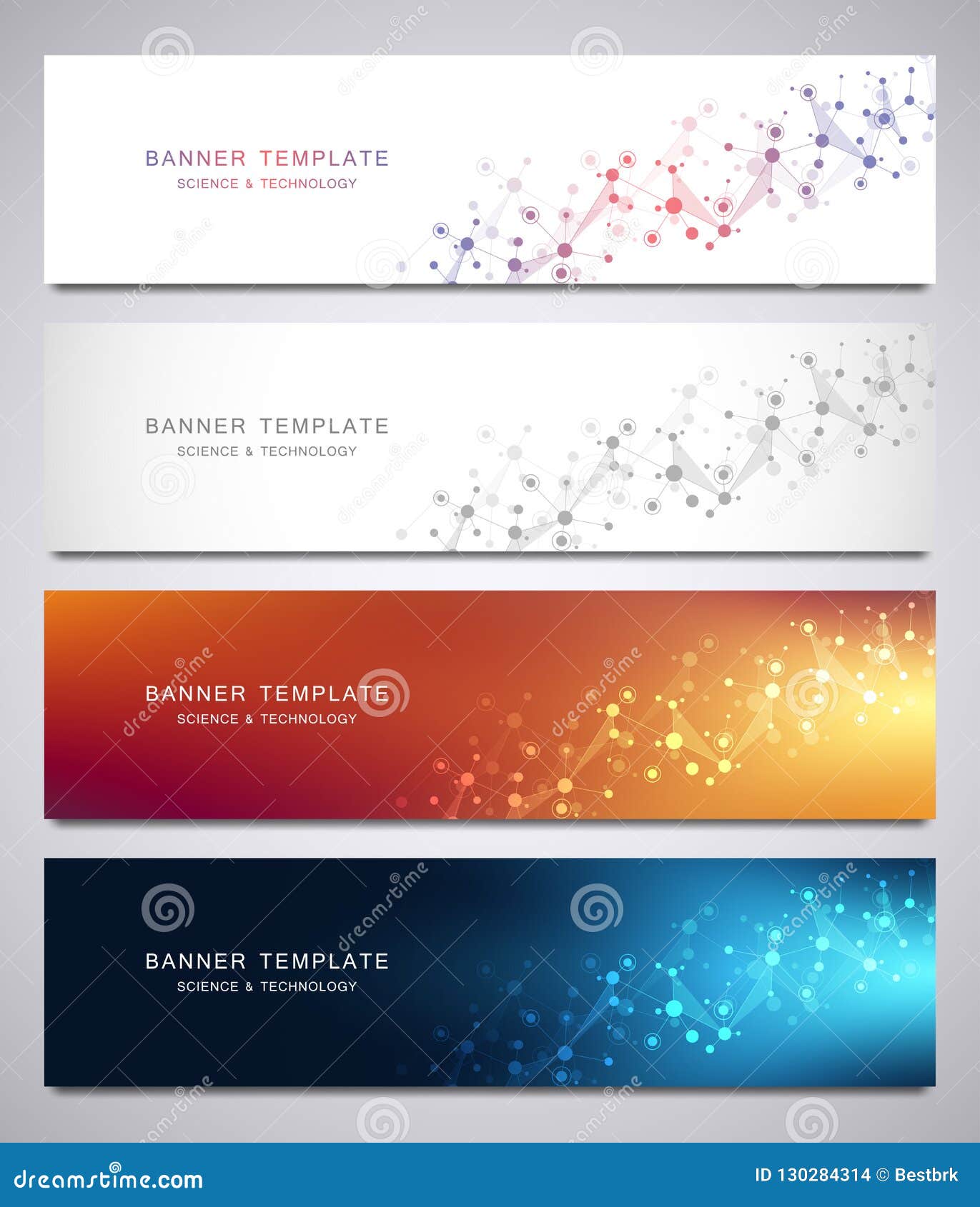 Vector Banners and Headers for Site with Molecules Background and ...