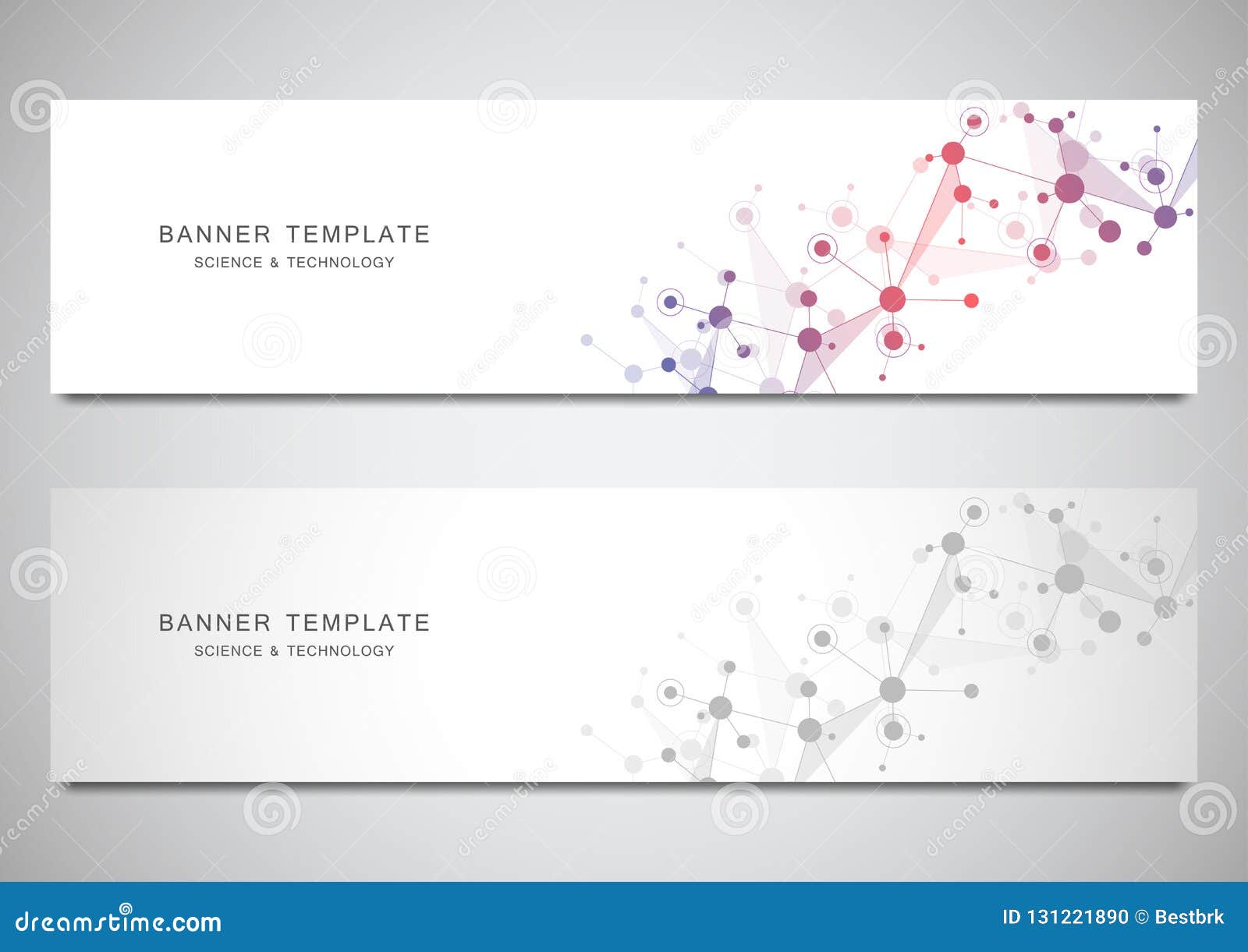 New Molecule Headers Footers Templates Set Vector Illustration ...