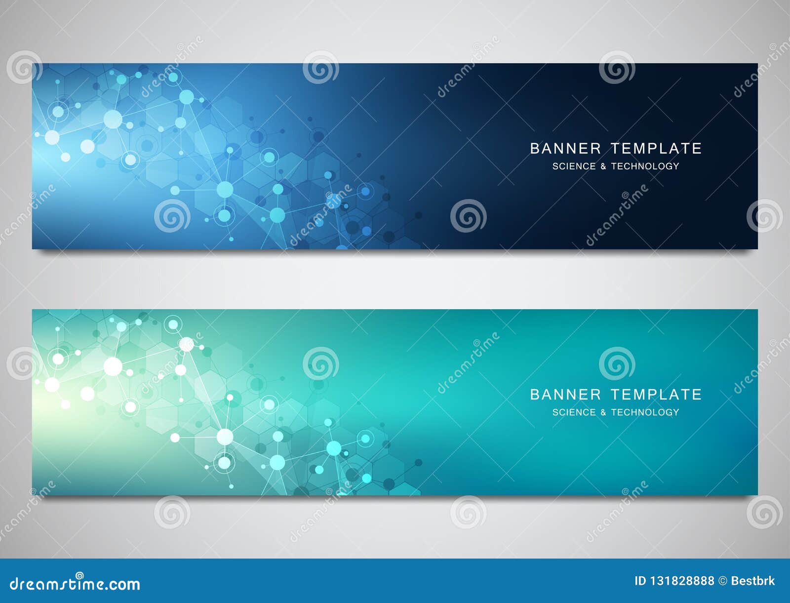 Vector Banners and Headers for Site with Molecules Background and ...