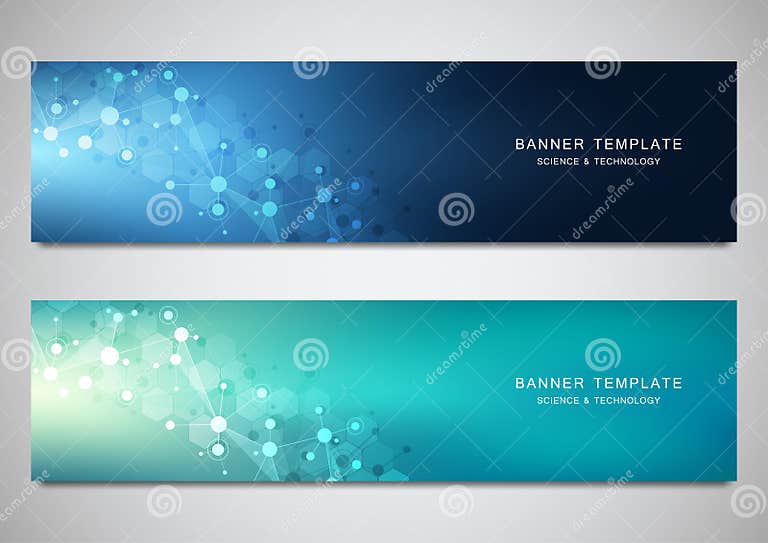 Vector Banners and Headers for Site with Molecules Background and ...