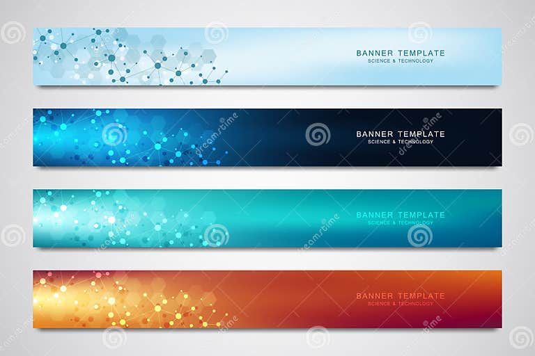 Vector Banners and Headers for Site with Molecules Background and ...
