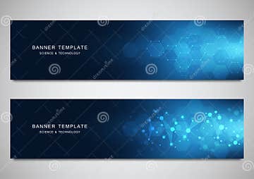 Vector Banners and Headers for Site with Molecules Background and ...