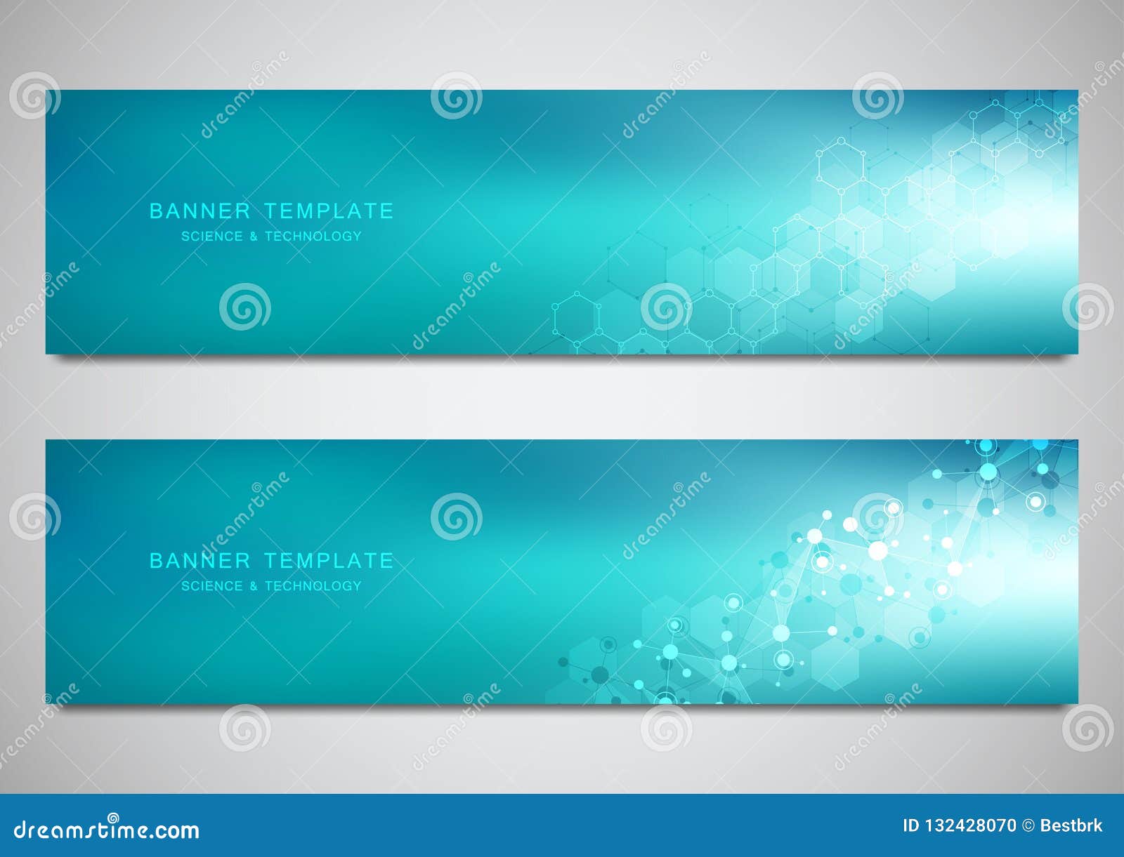 Vector Banners and Headers for Site with Molecules Background and ...