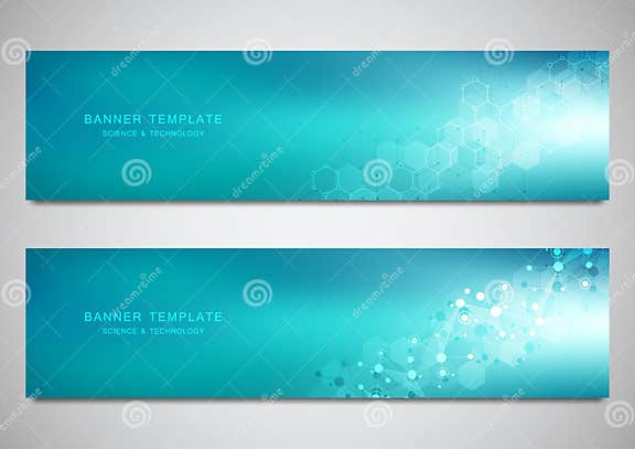 Vector Banners and Headers for Site with Molecules Background and ...