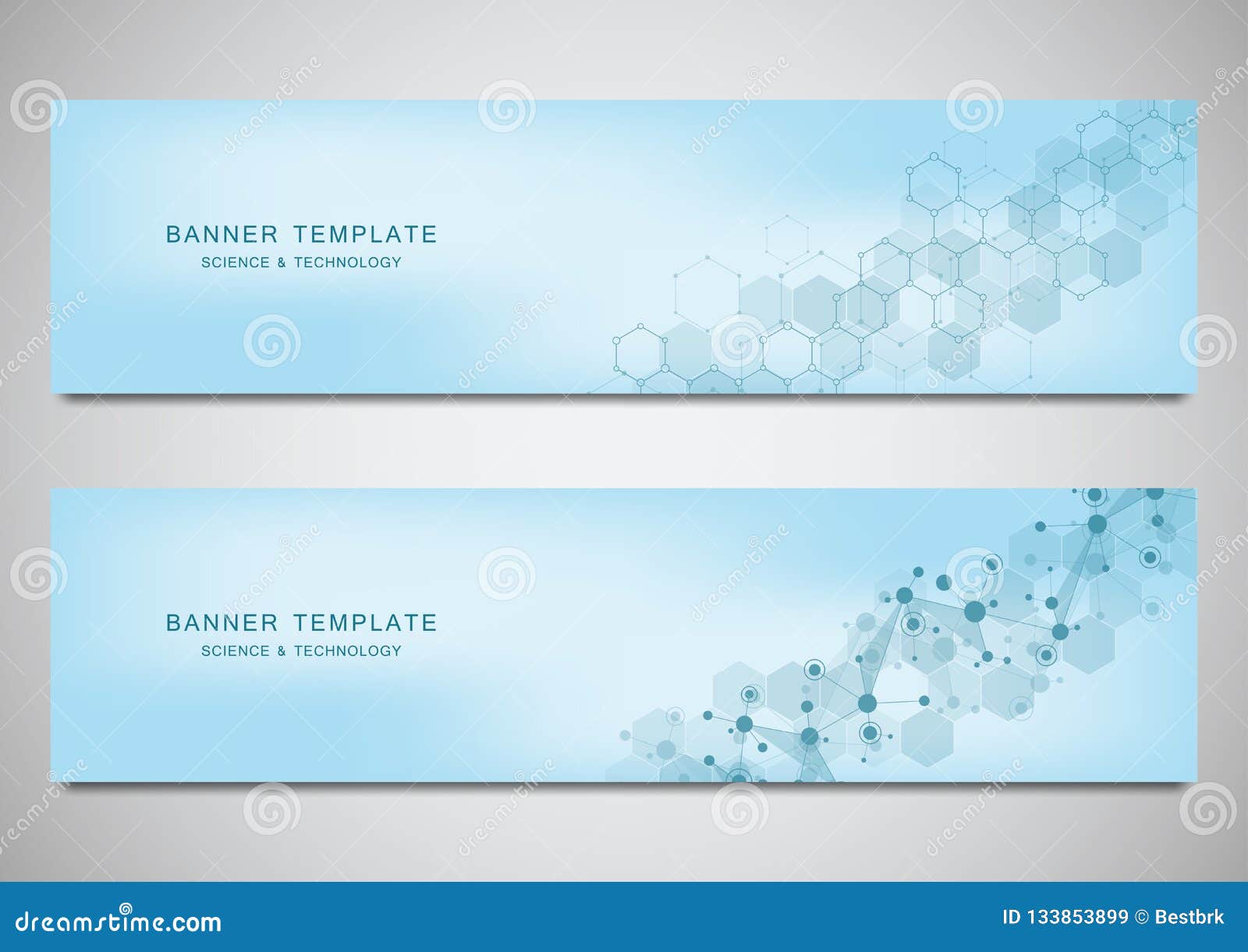 Vector Banners and Headers for Site with Molecules Background and ...