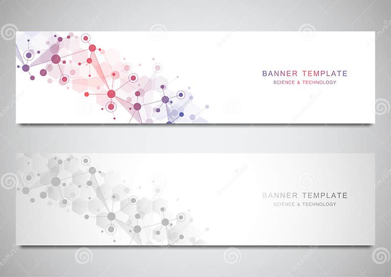 Vector Banners and Headers for Site with Molecules Background and ...