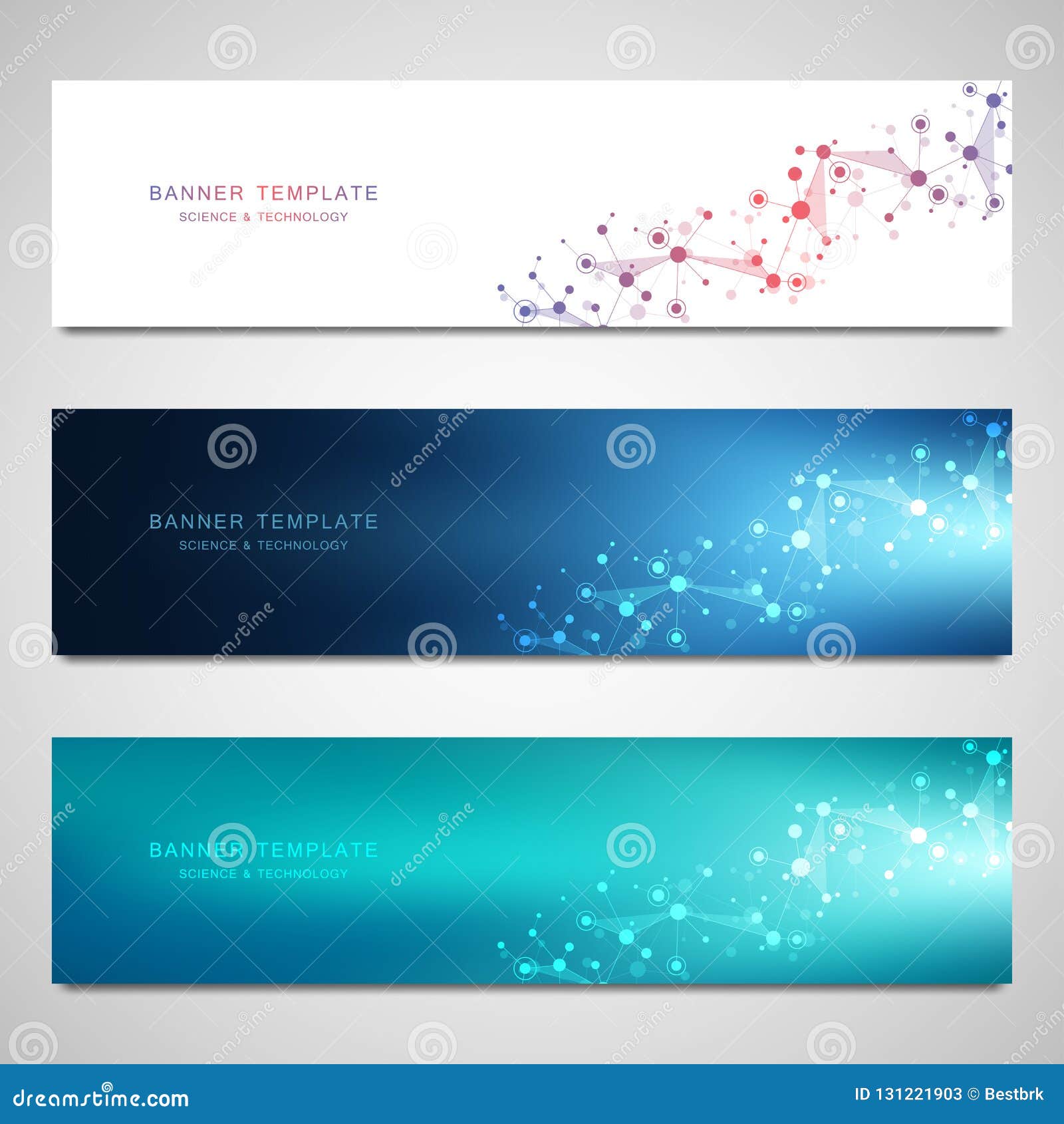 Vector Banners and Headers for Site with Molecules Background and ...