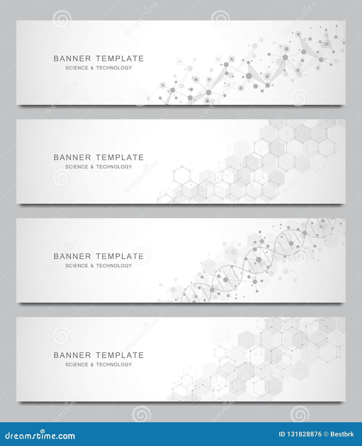 Vector Banners and Headers for Site with Molecules Background and ...