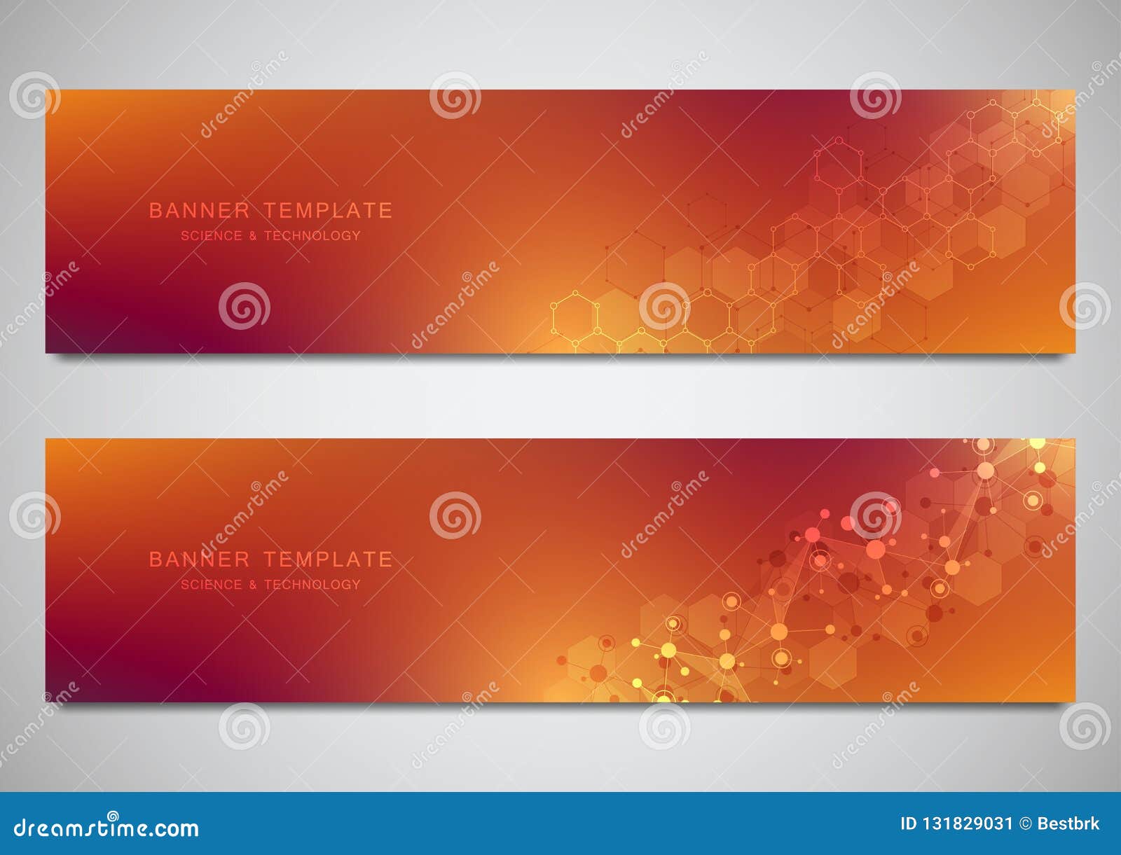Vector Banners and Headers for Site with Molecules Background and ...
