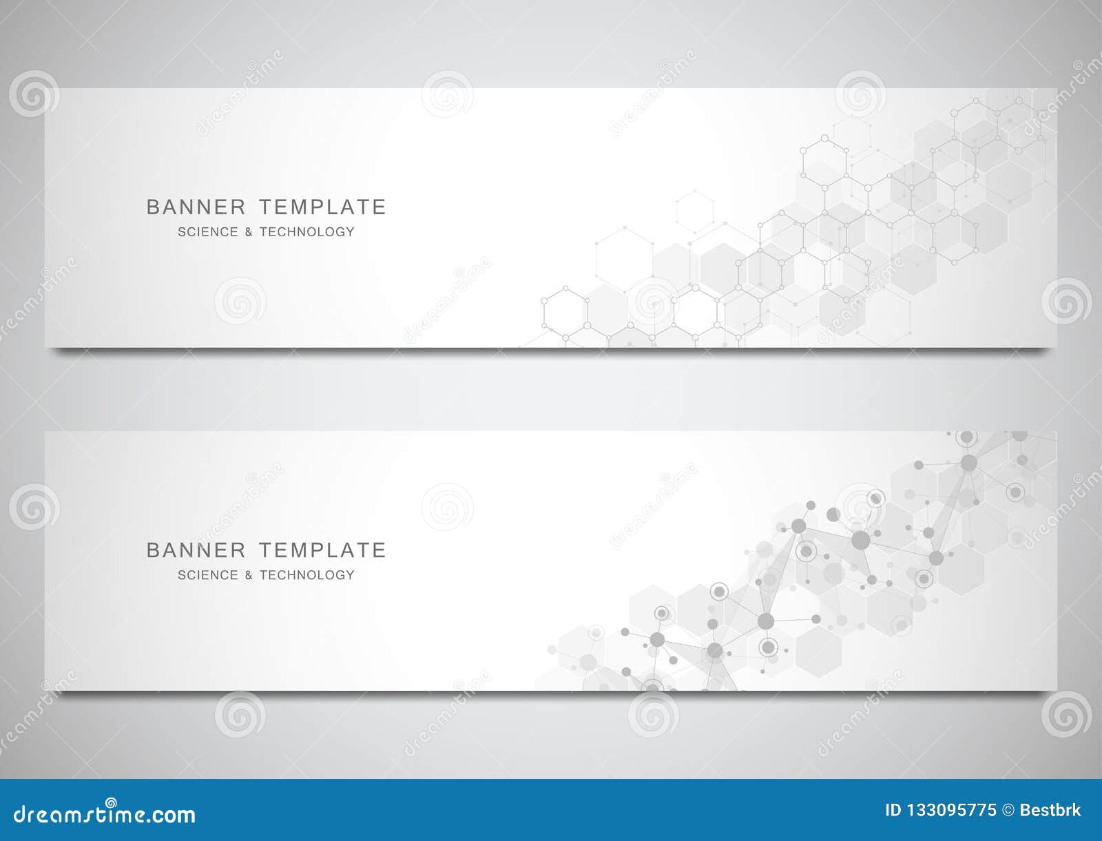 Vector Banners and Headers for Site with Molecules Background and ...
