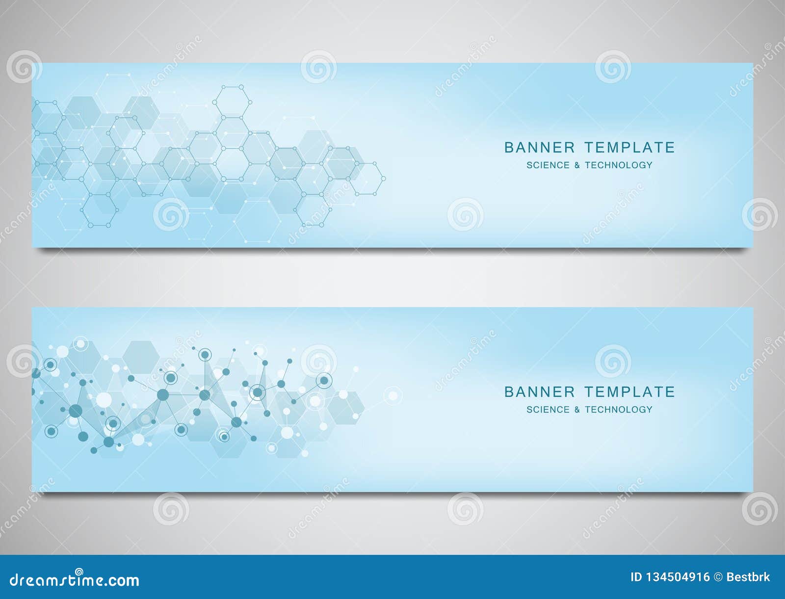 Vector Banners and Headers for Site with Molecules Background and ...