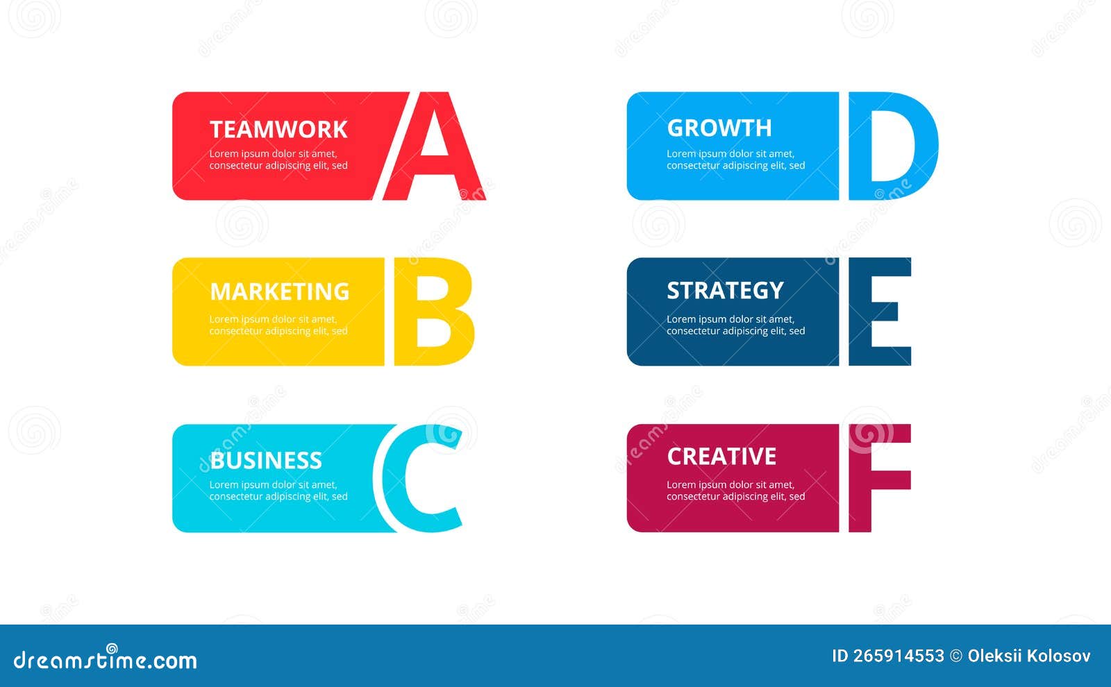 Vector Banners with Letters. Infographic Template with 6 Options Stock ...