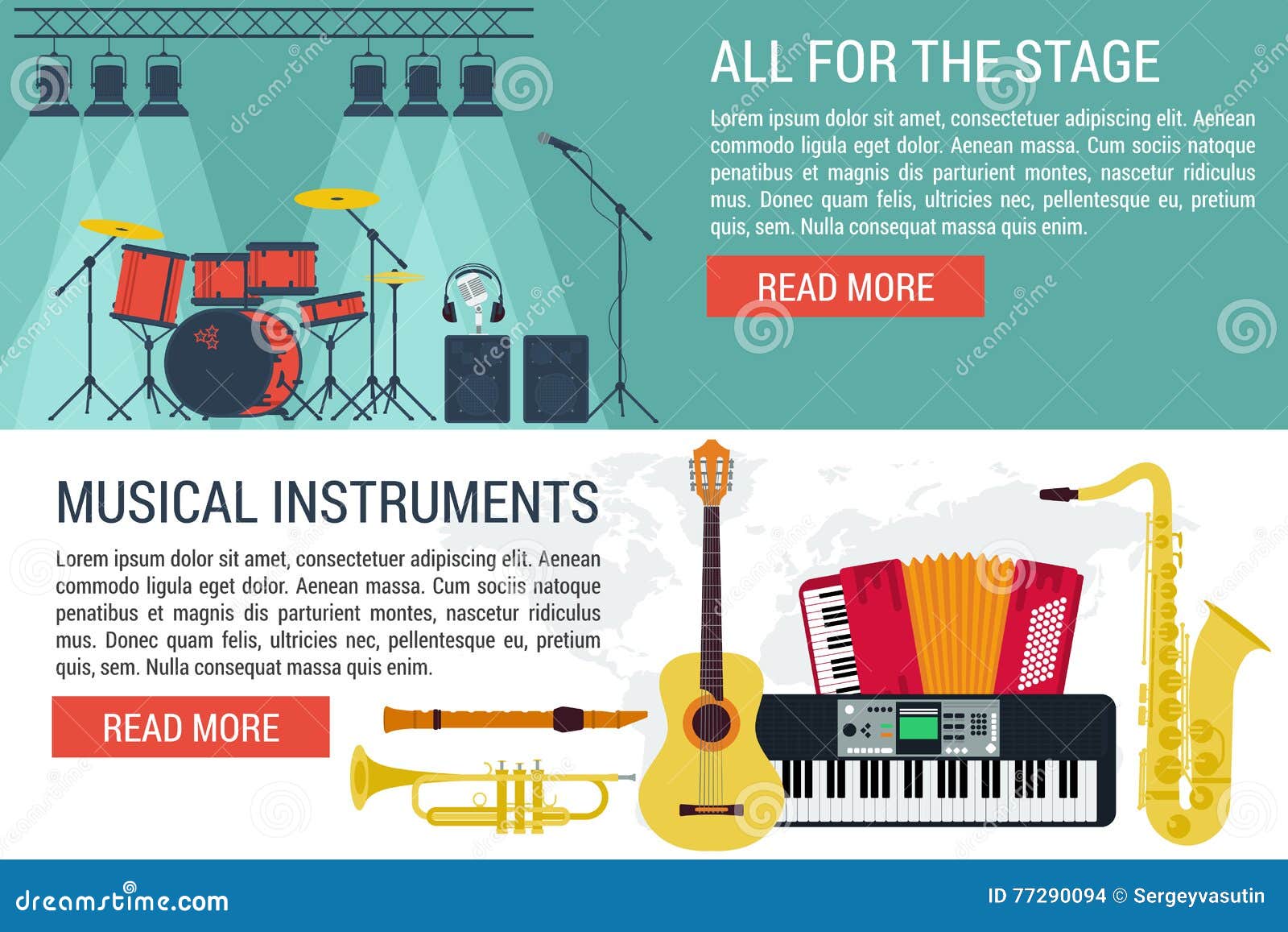 Vector Banners of Musical Instruments Stock Vector - Illustration of ...