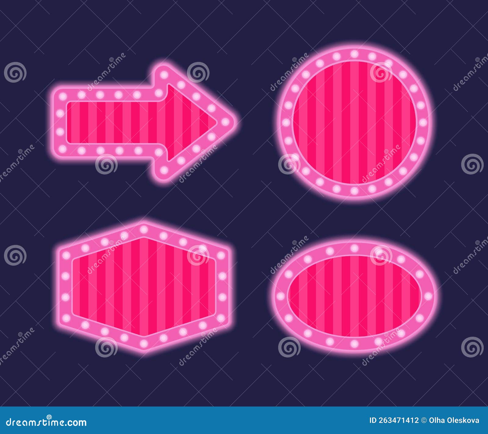 Vector Banners with Neon Glowing in Pink Colors Stock Vector ...