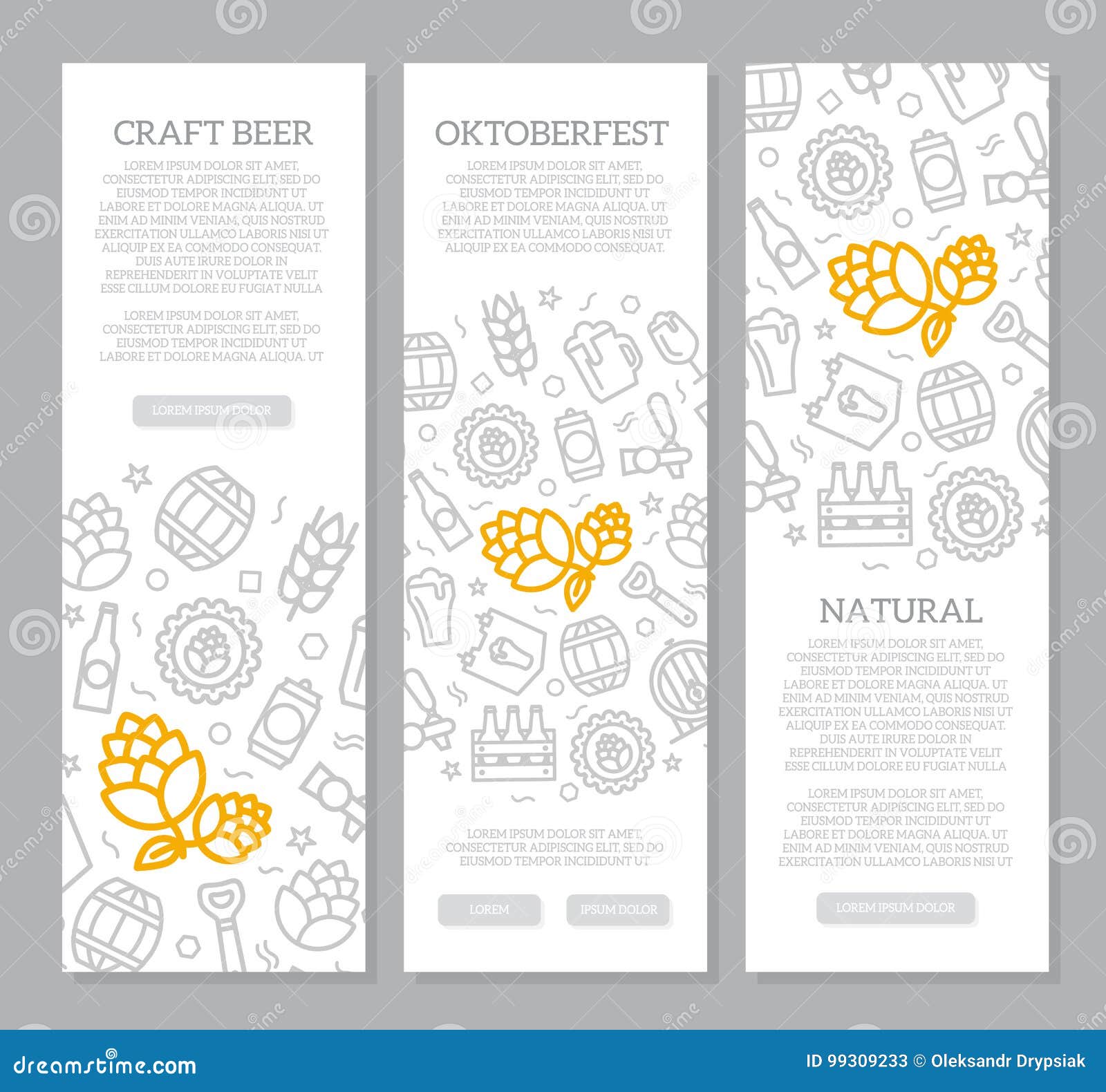 Set of Three Digital Beer, Pub and Bar Vertical Banners with Icon ...