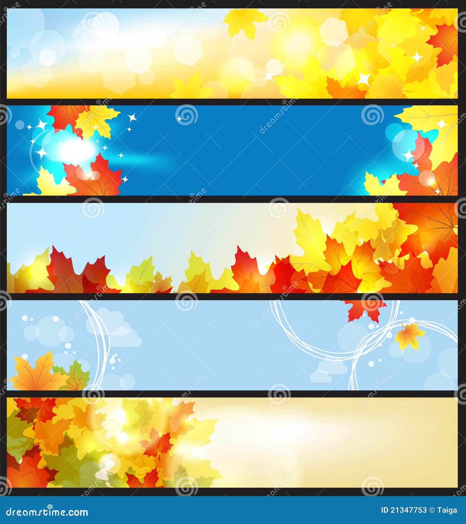 Vector Banners Set / Beautiful Autumn Day Stock Vector - Illustration ...
