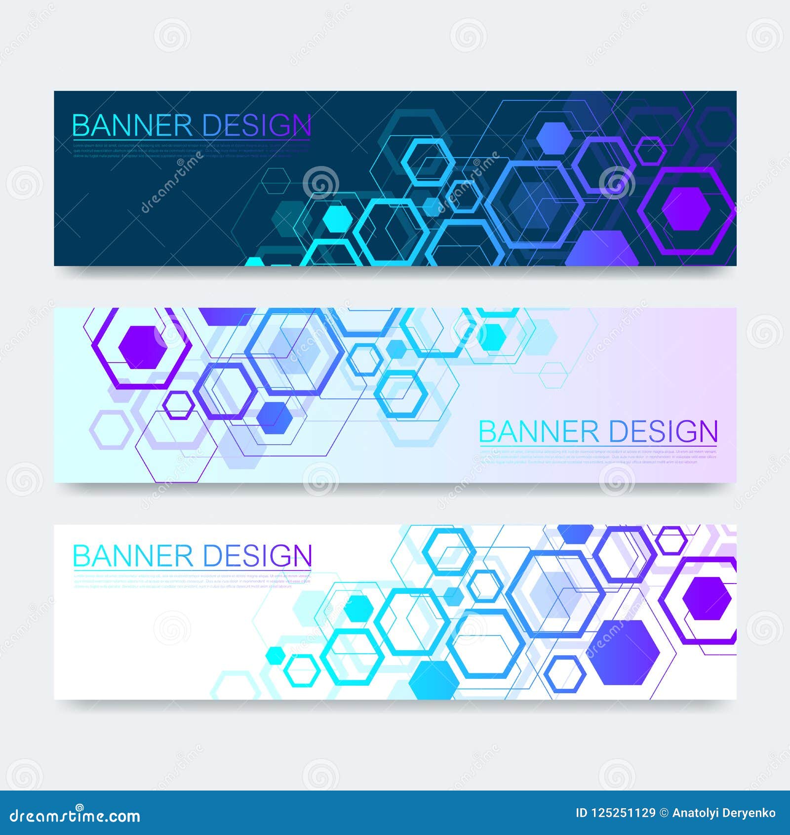 Vector Banners Set with Hexagons Background. Hi-tech Digital Technology ...