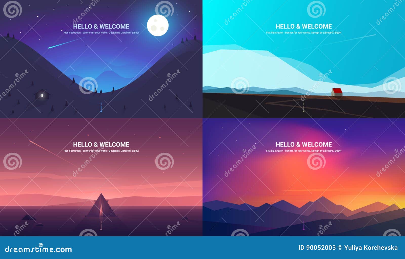 Vector Banners Set . Landscape Illustration . Flat Design Stock Vector ...