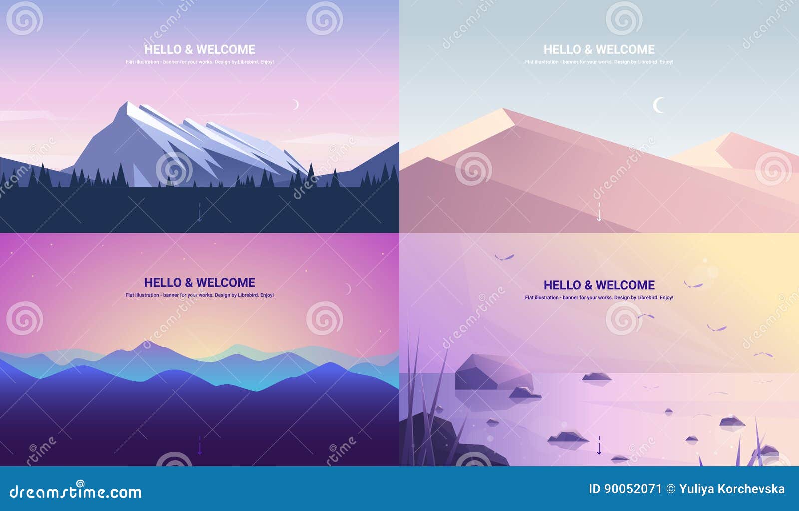Vector Banners Set . Landscape Illustration . Flat Design Stock Vector ...