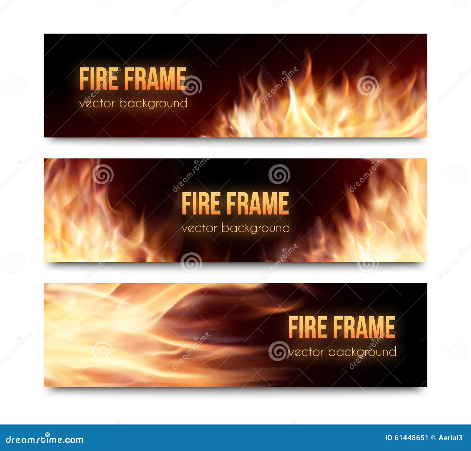 Vector Banners Set with Realistic Fire Flames Stock Vector ...