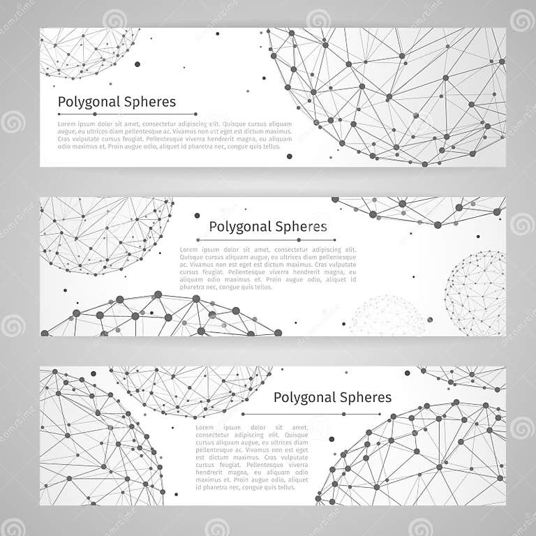 Vector Banners Set with Wireframe Mesh Polygonal Stock Vector ...