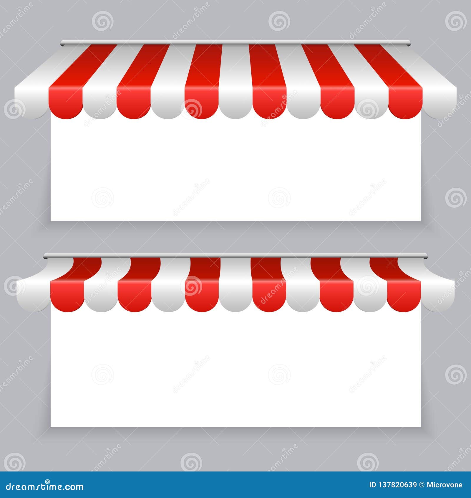 Vector Banners with Striped Awning Tents Set Stock Vector ...
