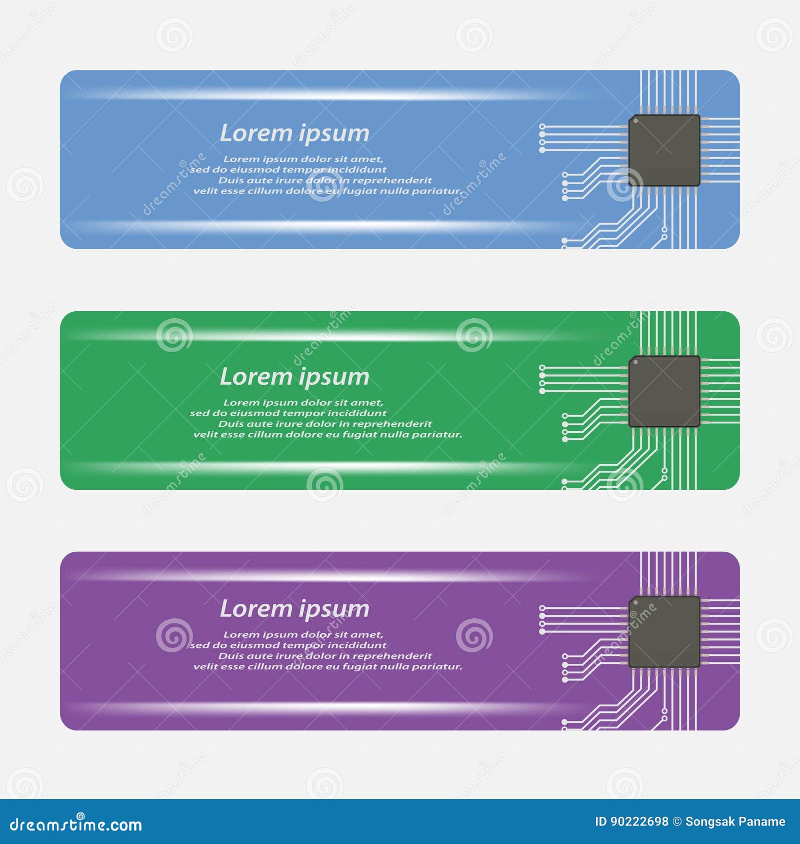 Vector Banners Template with Micro Chip Stock Illustration ...