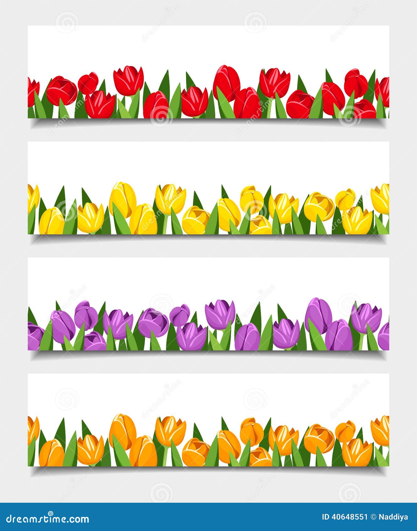 Vector Banners with Tulip Flowers. Stock Vector - Illustration of green ...