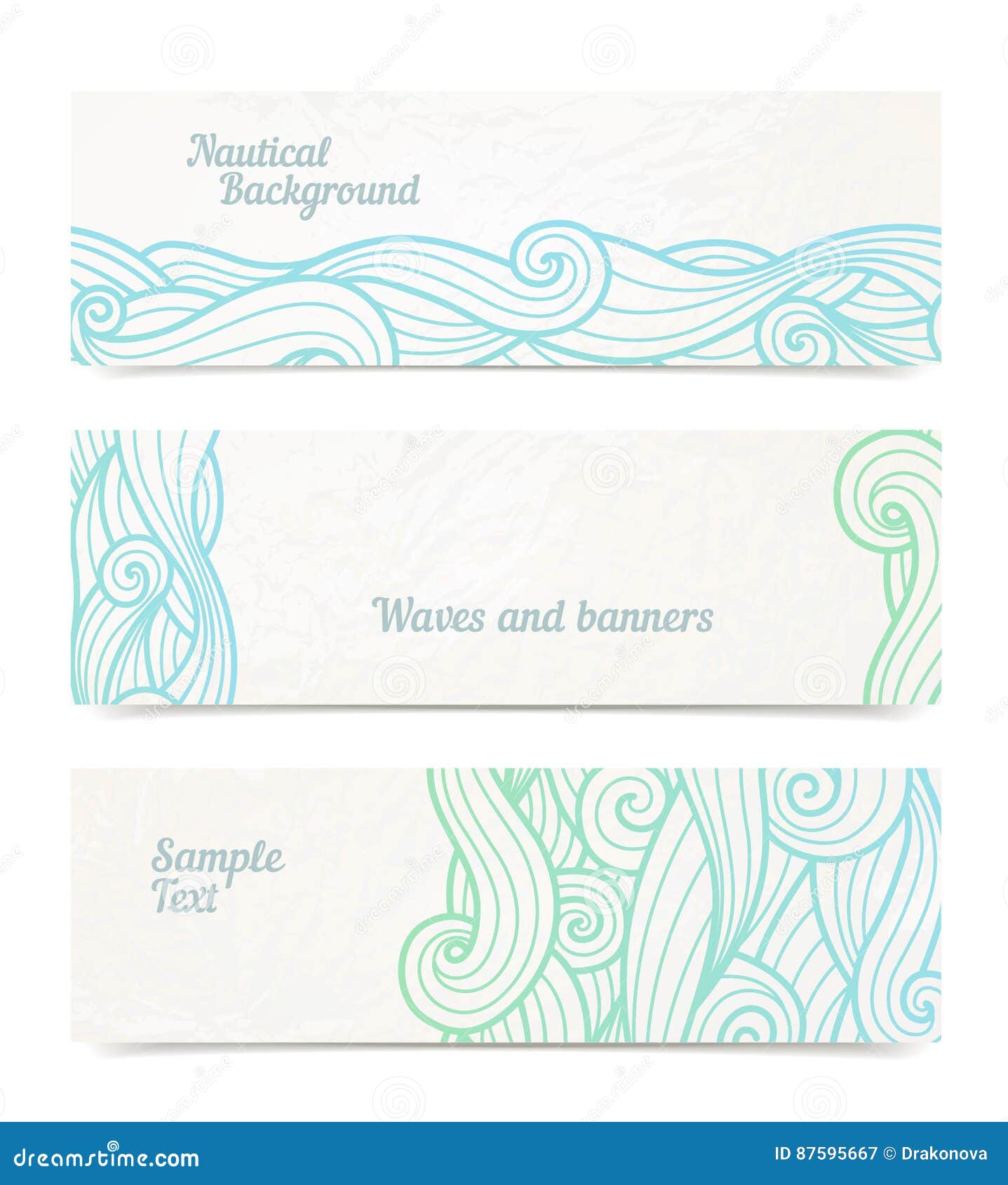 Vector banners with waves stock vector. Illustration of green - 87595667