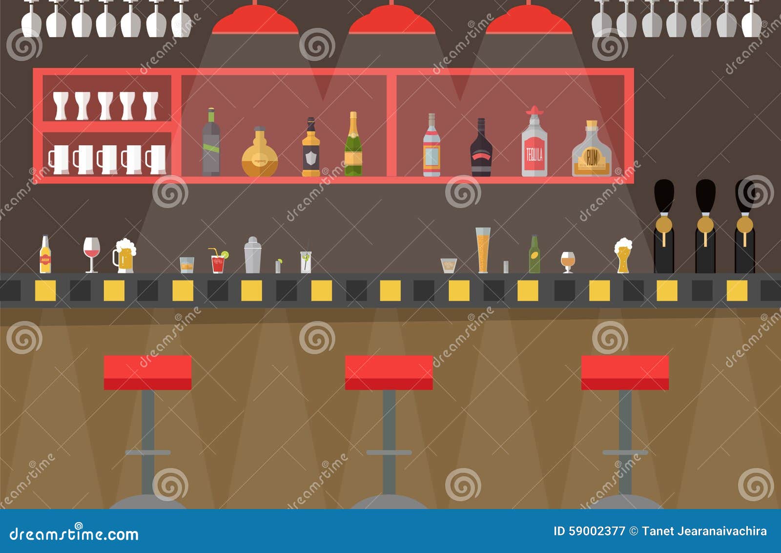 Vector - Bar counter flat stock vector. Illustration of cognac - 59002377