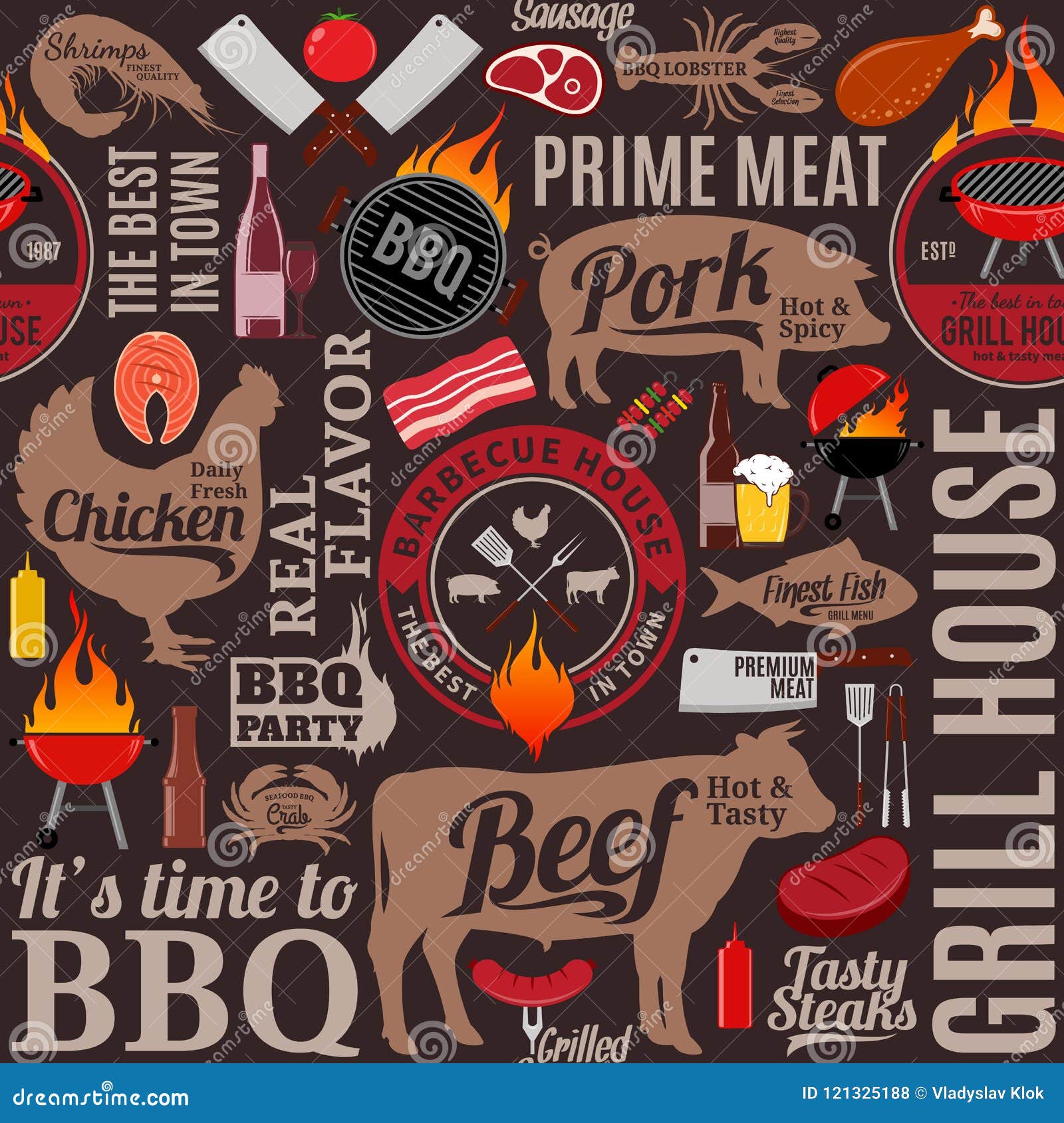 Vector Barbecue Seamless Pattern or Background Stock Vector ...