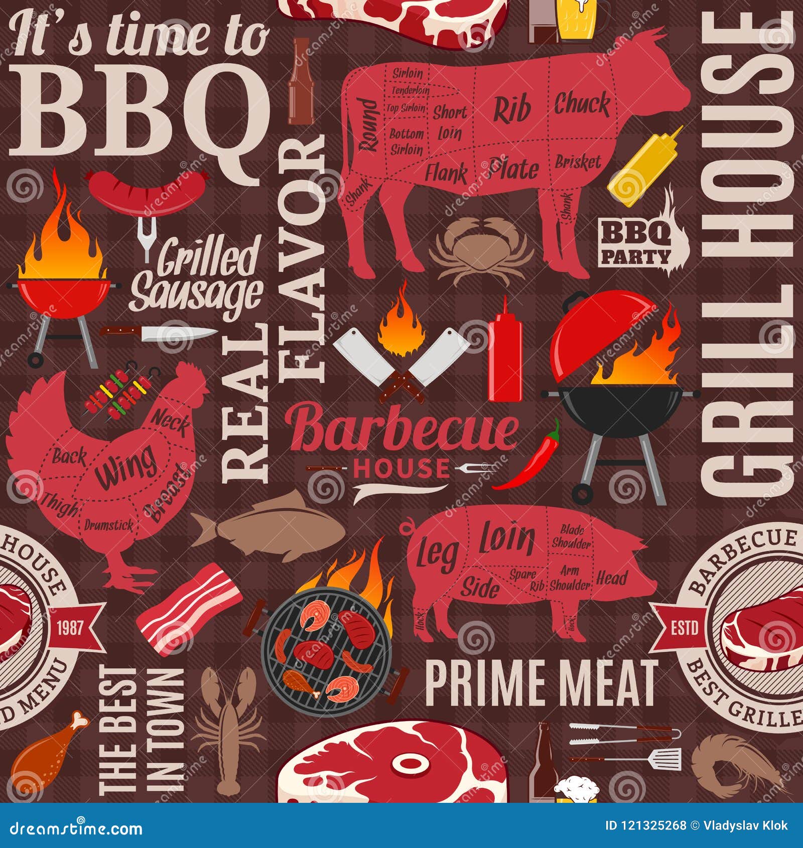 Vector Barbecue Seamless Pattern or Background Stock Vector ...