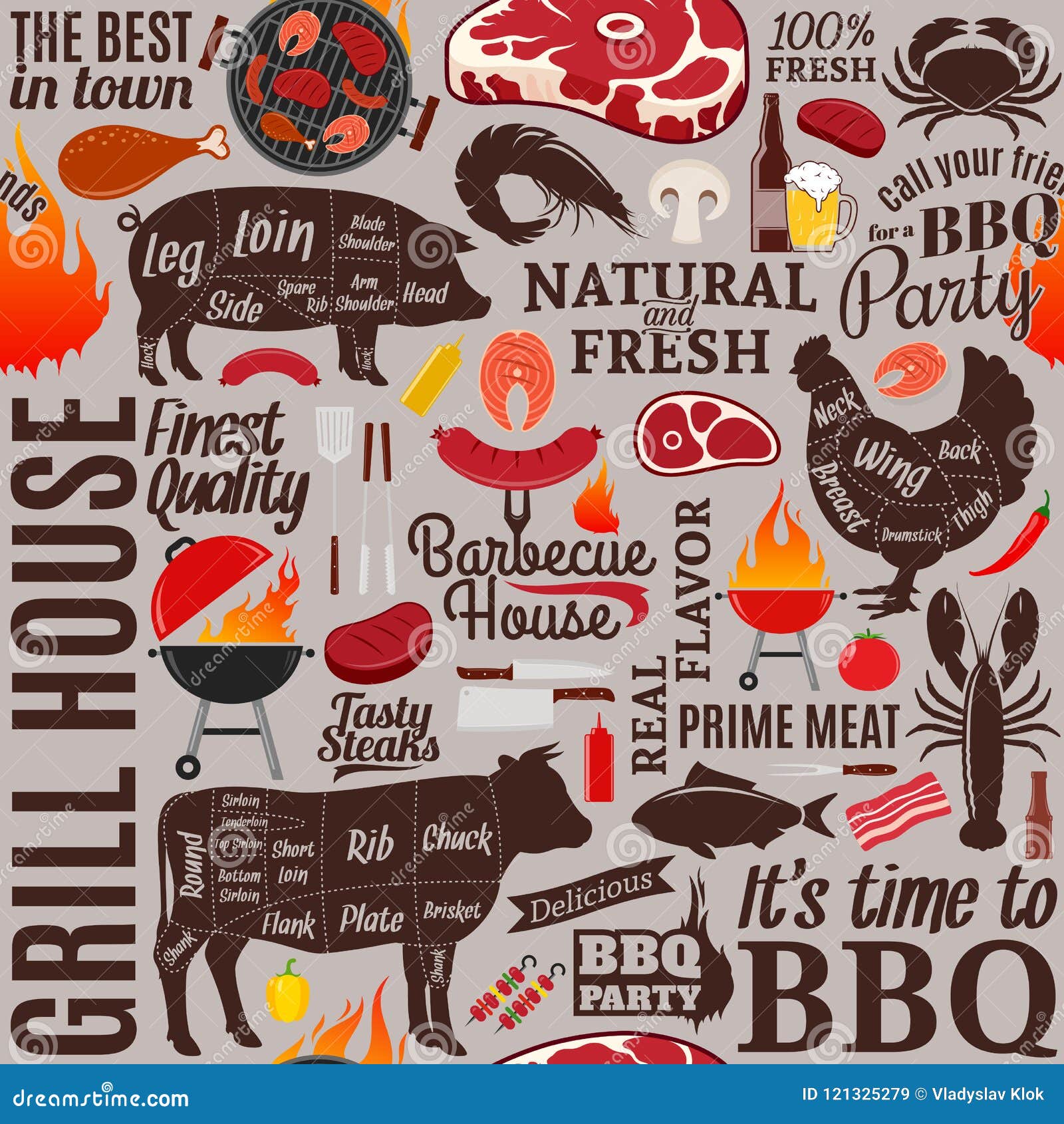 Vector Barbecue Seamless Pattern Or Background | CartoonDealer.com ...