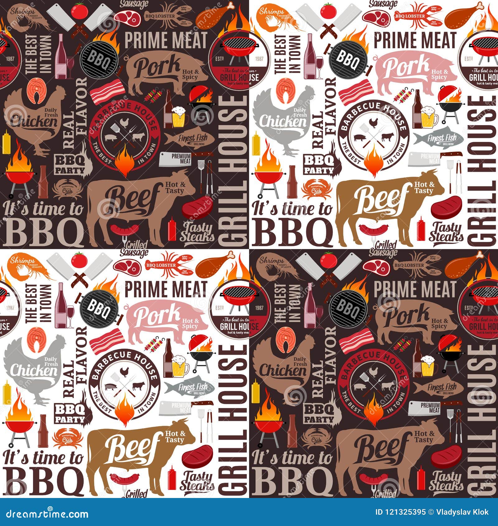 Vector Barbecue Seamless Pattern or Background Stock Vector ...