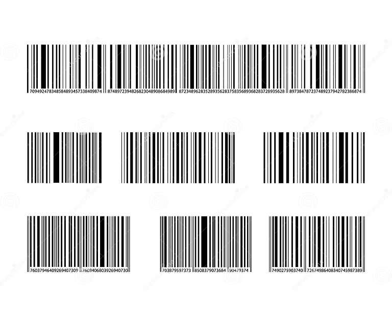 Vector Barcode Collection, Black Lines and Numbers, Marks Set. Stock ...