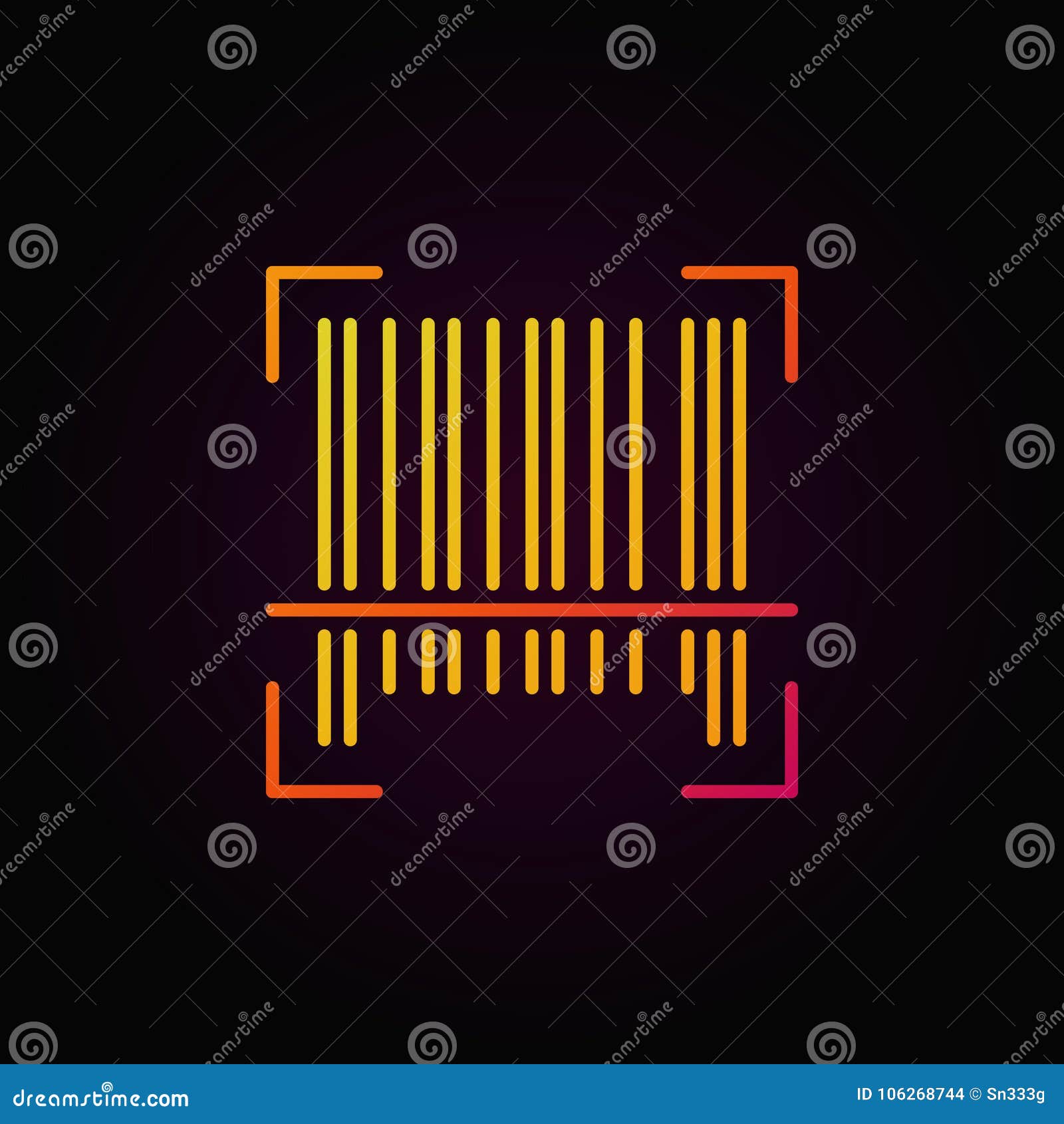 Vector Barcode Colorful Linear Icon on Dark Background Stock Vector ...
