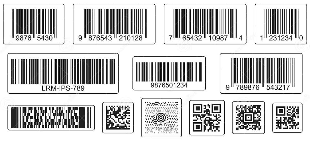 Barcodes Set. Machine-readable Data Representation with Parallel Lines ...