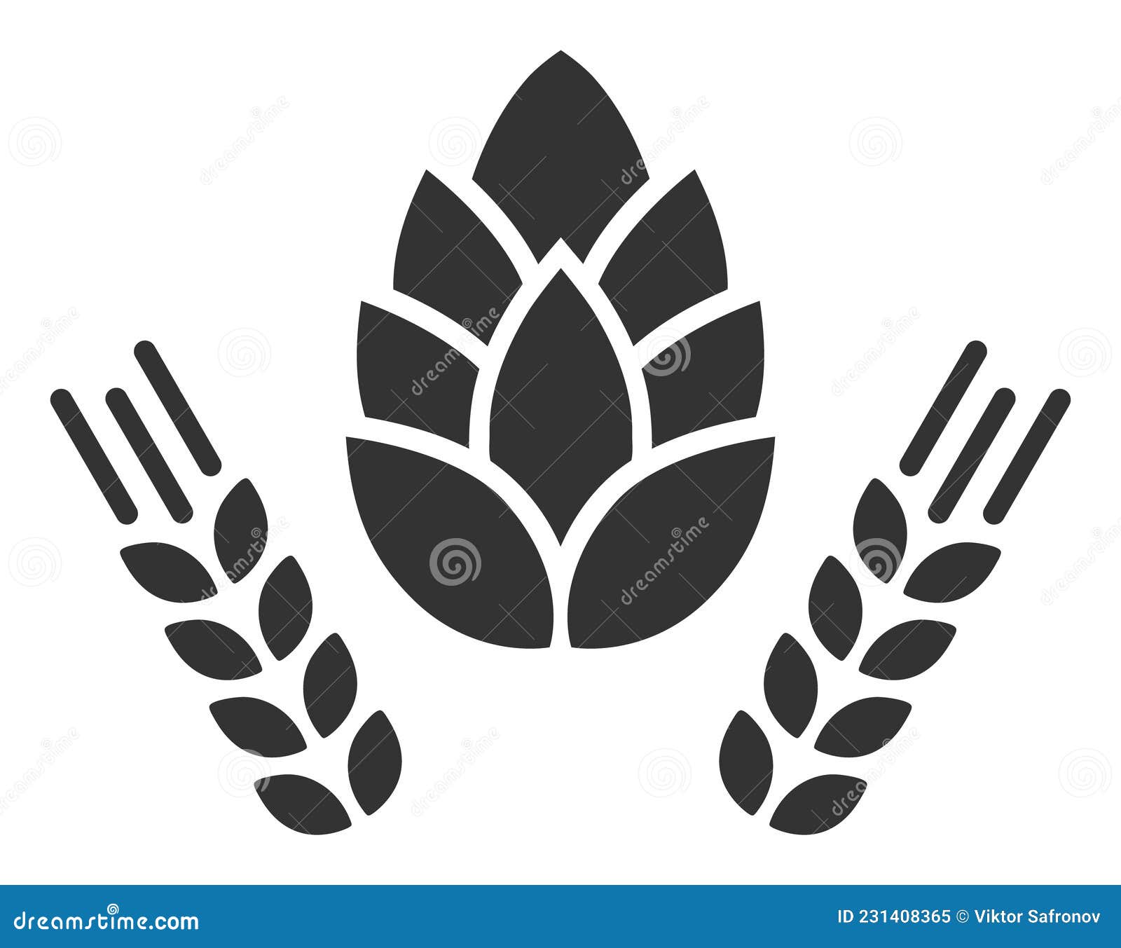 Vector Barley and Hop Flat Icon Image Stock Vector - Illustration of ...