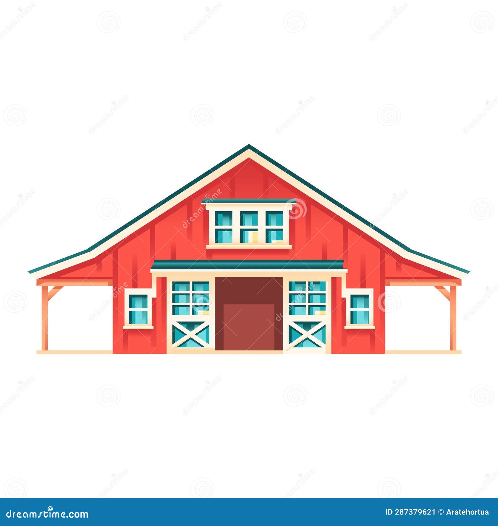 Vector Barn Cartoon Art Deco Retro Illustration Isolated Stock ...