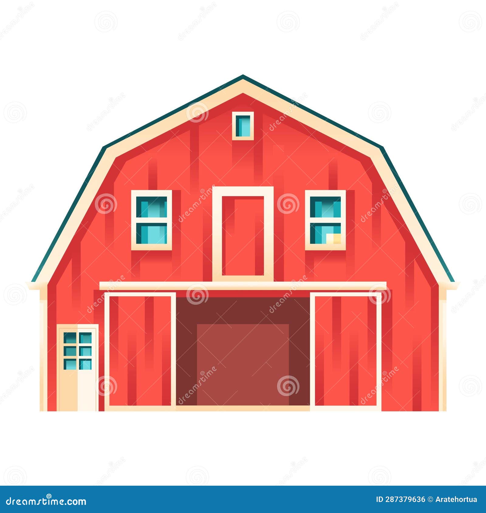 Vector Barn Cartoon Art Deco Retro Illustration Isolated Stock Vector ...