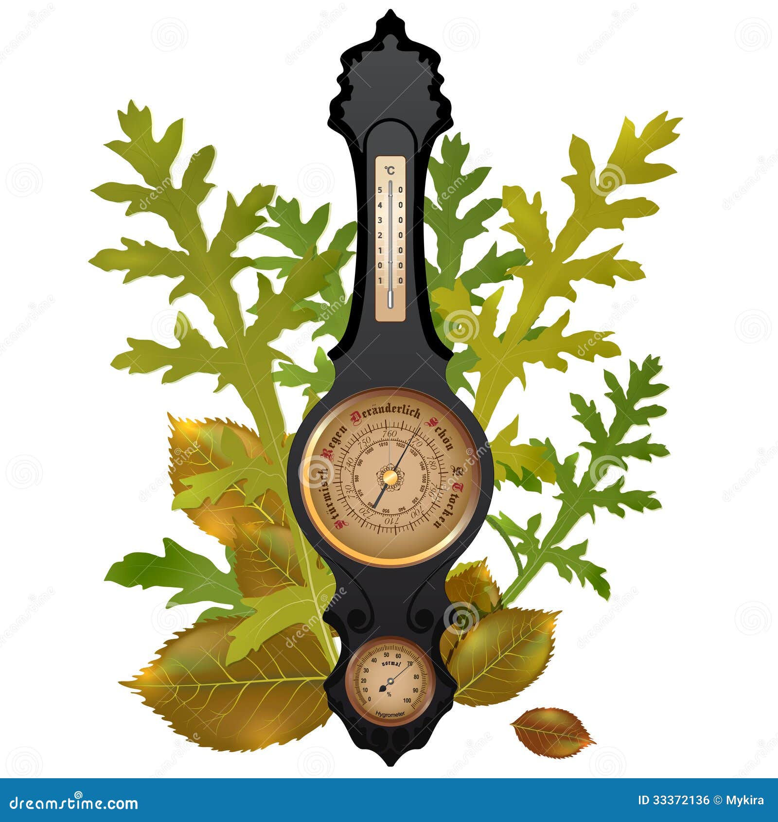 Vector Barometer with Leaves Stock Vector - Illustration of abstract ...