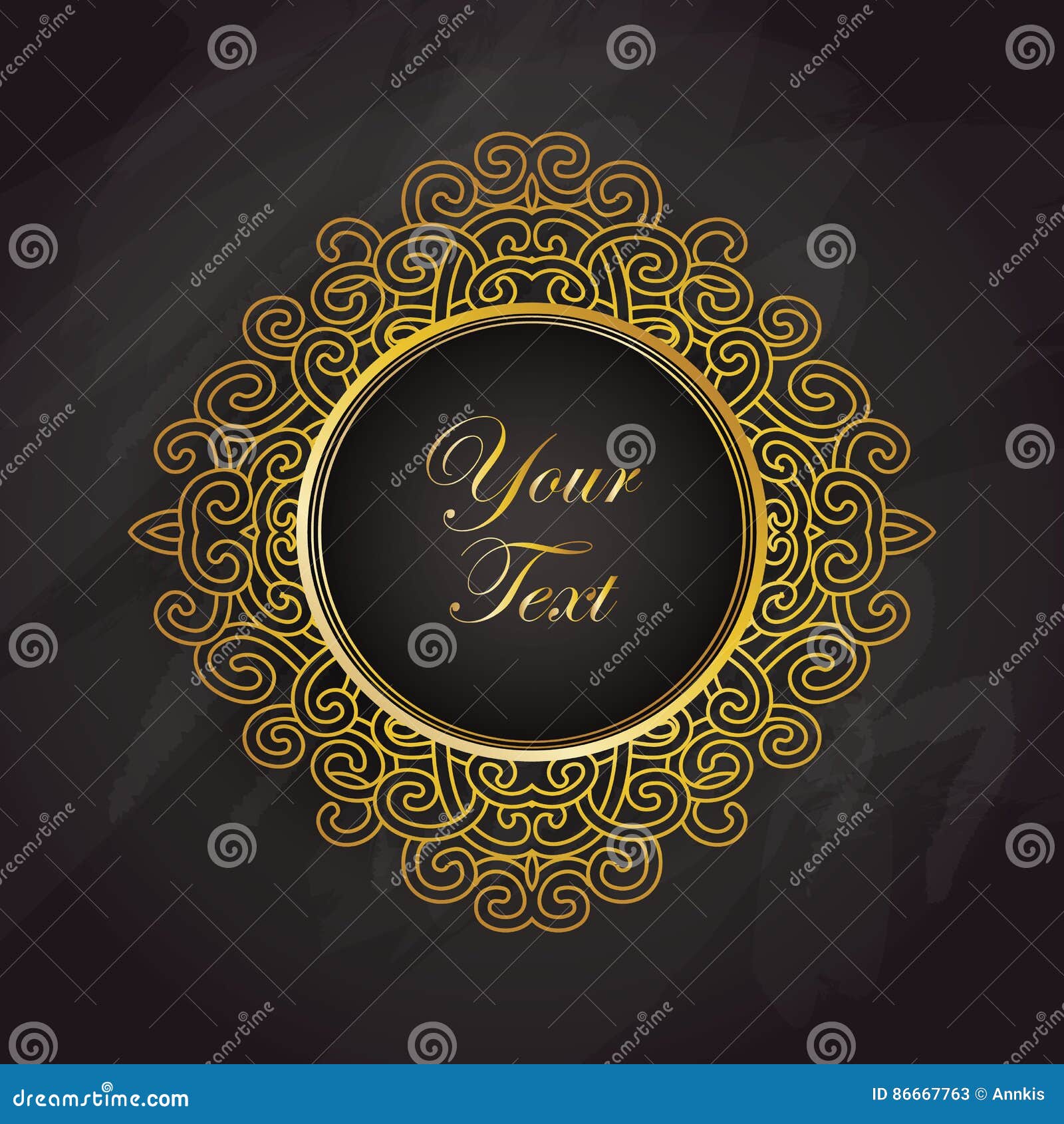 Vector Baroque Frame with Exclusive Circle Ornament, Decorative Vintage ...