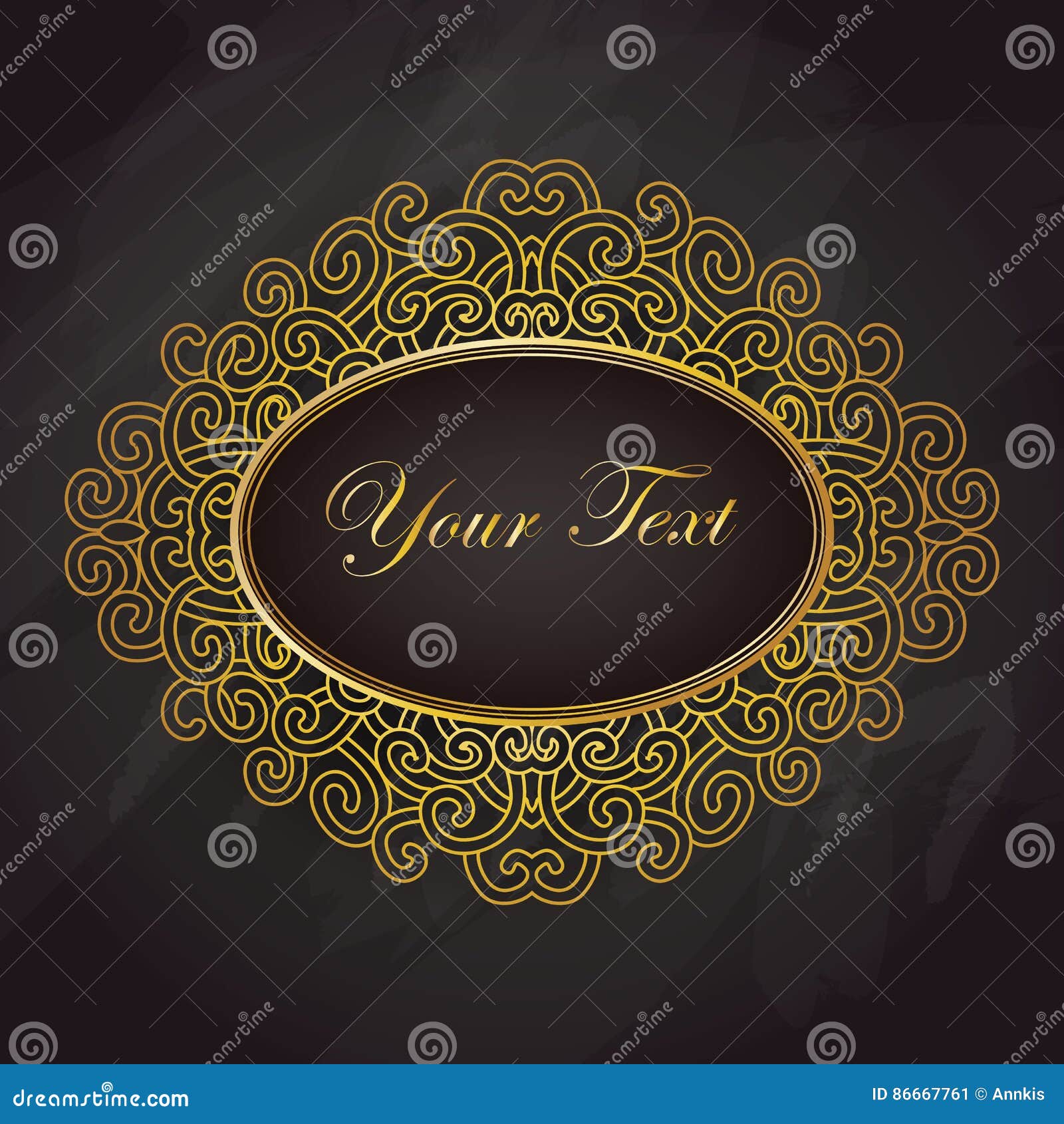 Vector Baroque Frame with Exclusive Horisontal Oval Ornament ...