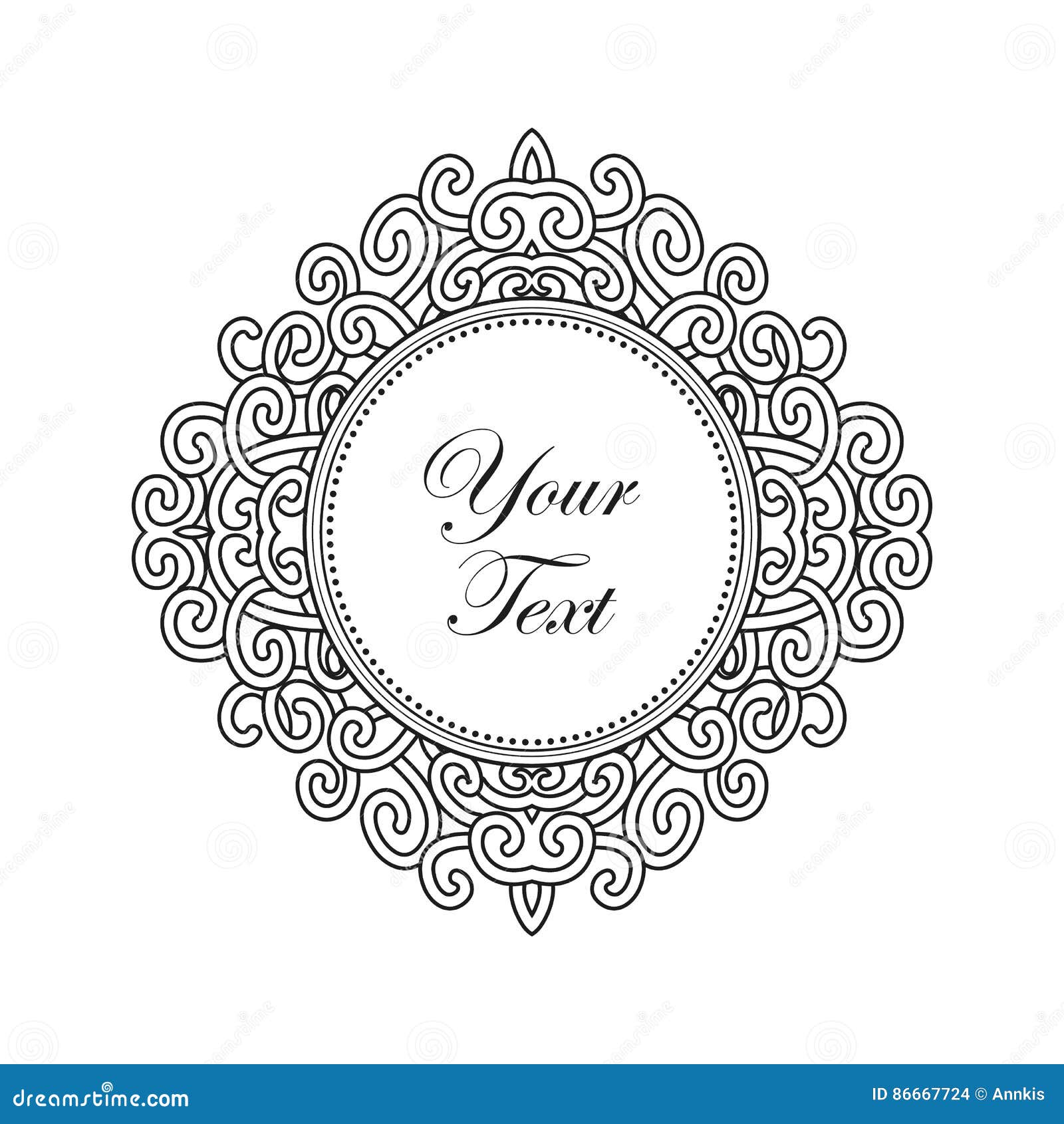 Vector Baroque Frame with Exclusive Round Ornament, Decorative Vintage ...