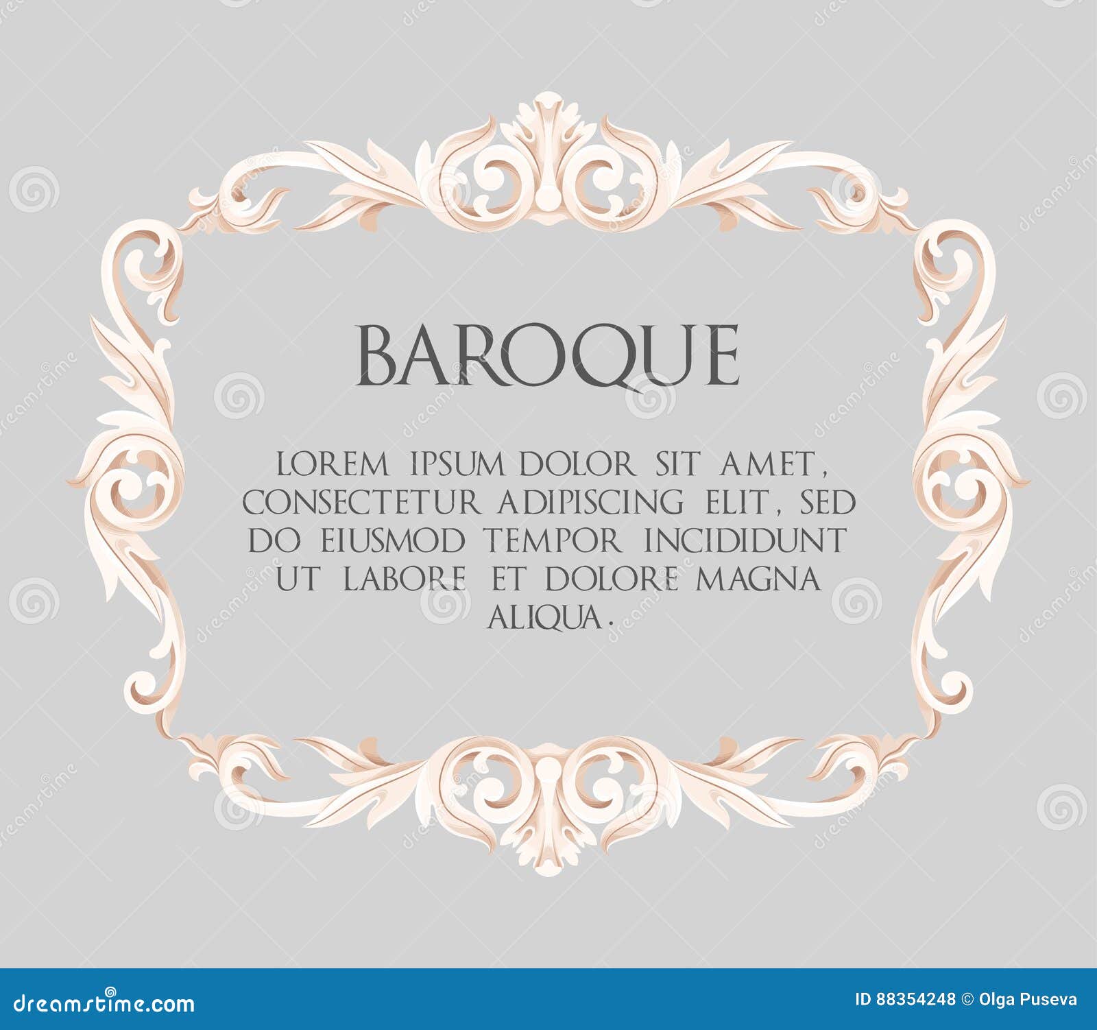 Vector baroque frame stock vector. Illustration of baroque - 88354248