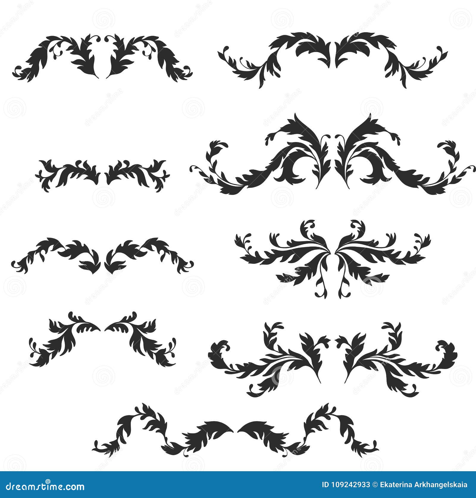 Vector Baroque Pattern Elements Stock Vector - Illustration of ...