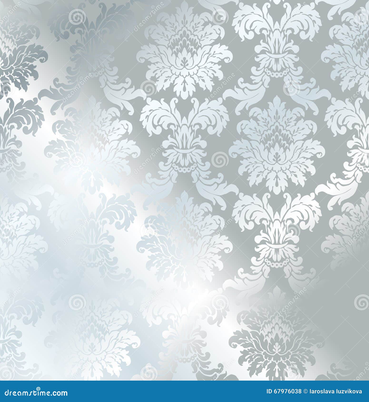 Vector Baroque Seamless Damask Silver Texture Stock Vector ...