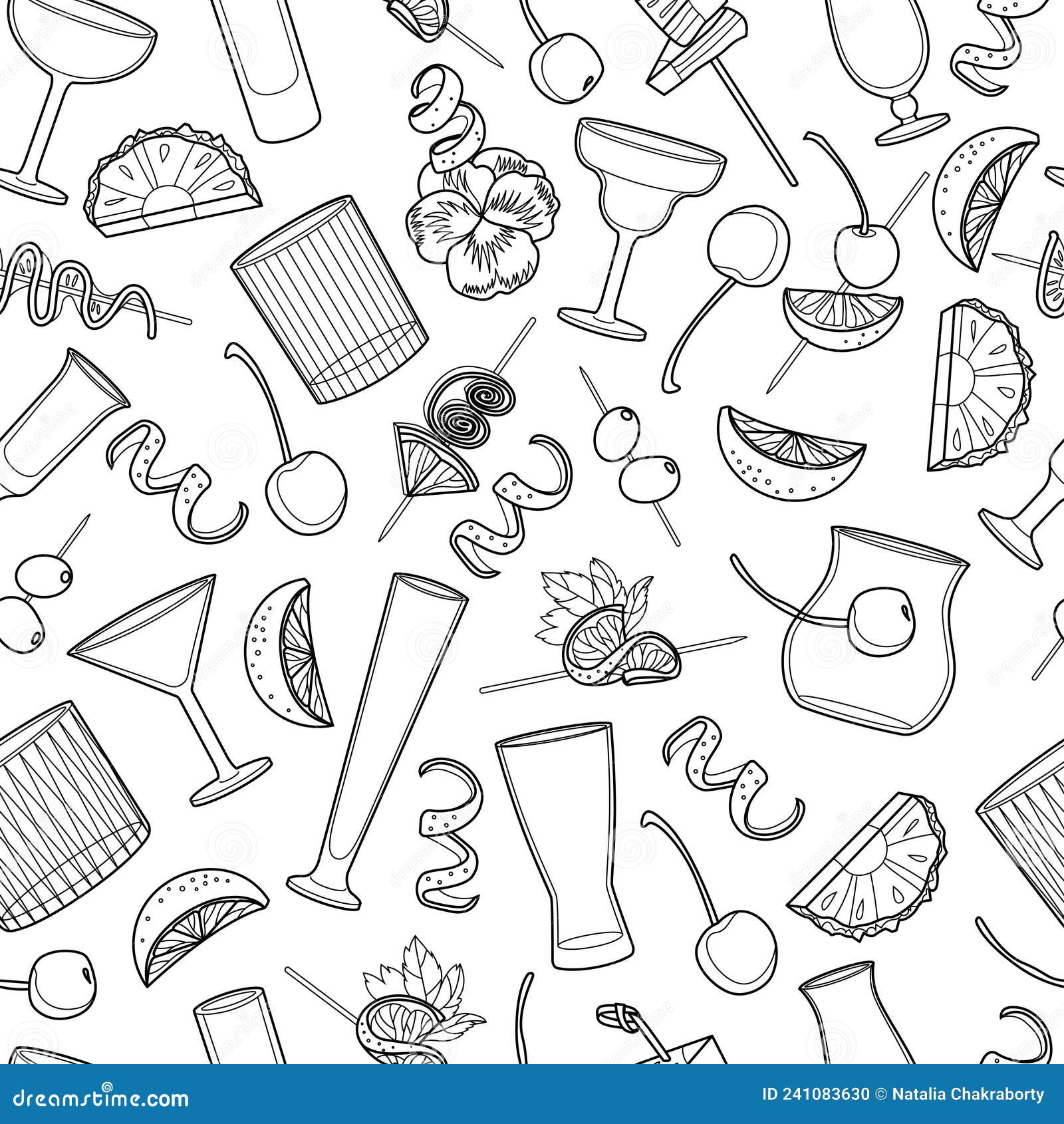 Vector Bartender Equipment Seamless Pattern. Vector Line Art ...